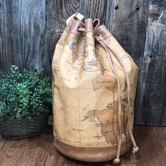 Gitano | Bags | Vegan Leather World Map Bucket Bag | Poshmark